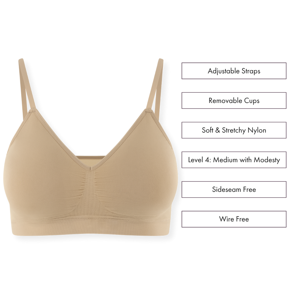 Nude Seamless Comfortable Everyday V-Neck Bralette w/ Removable Pads ...