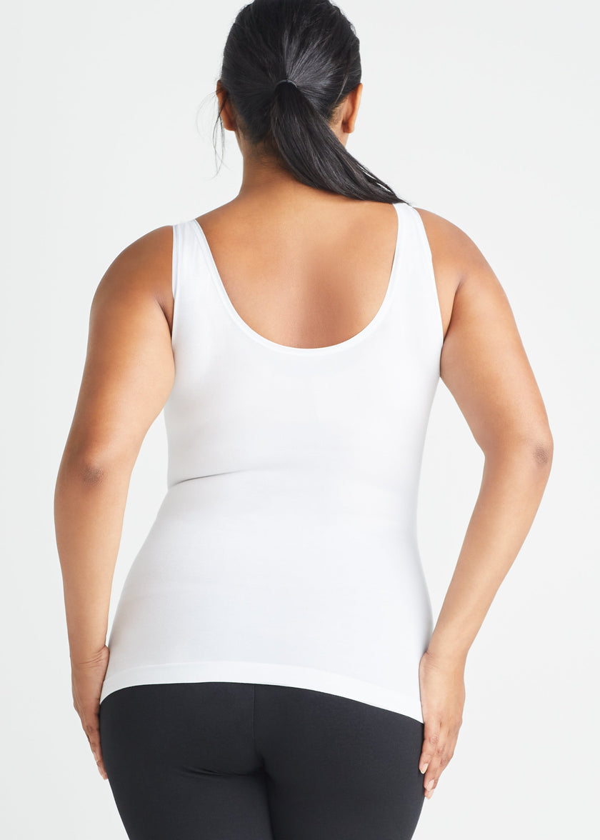 White Seamless Buttery Soft Moisture Wicking 2-Way Shaping Tank Top ...