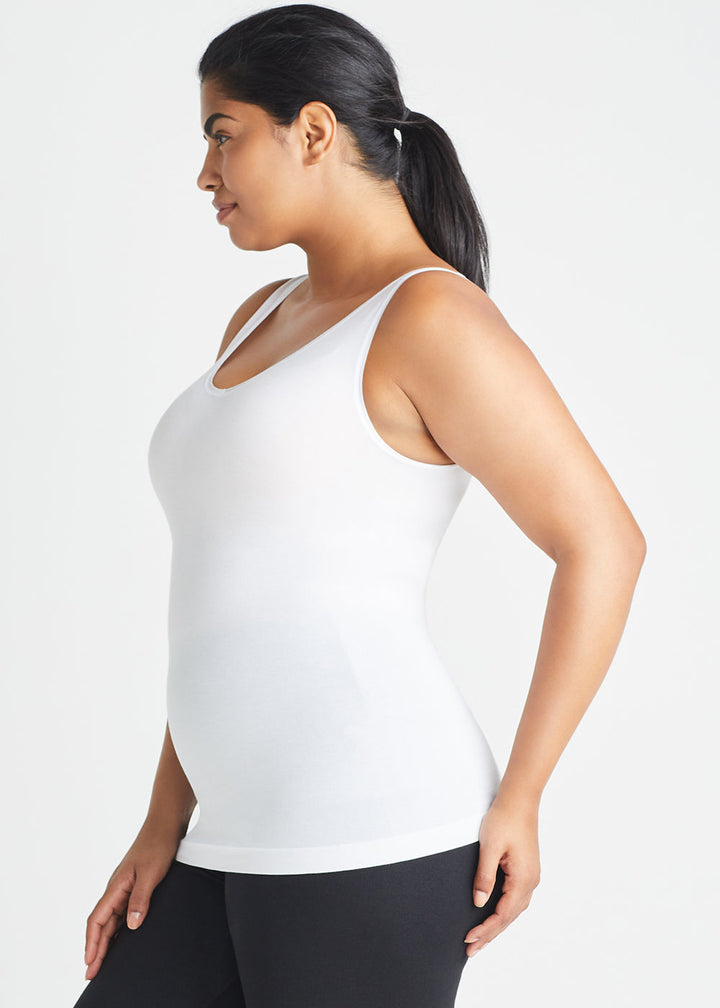 White Seamless Buttery Soft Moisture Wicking 2-Way Shaping Tank Top ...