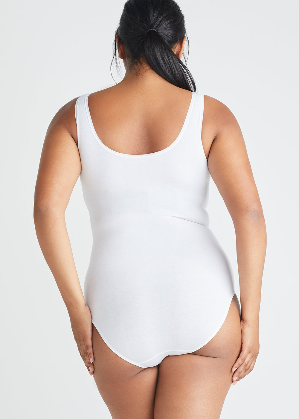 Ruby White Cotton Seamless Full Back Shaping Bodysuit | yummie