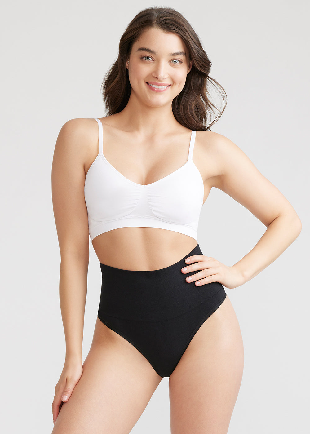 Alex Cotton Shaping Seamless Thong in Black | yummie